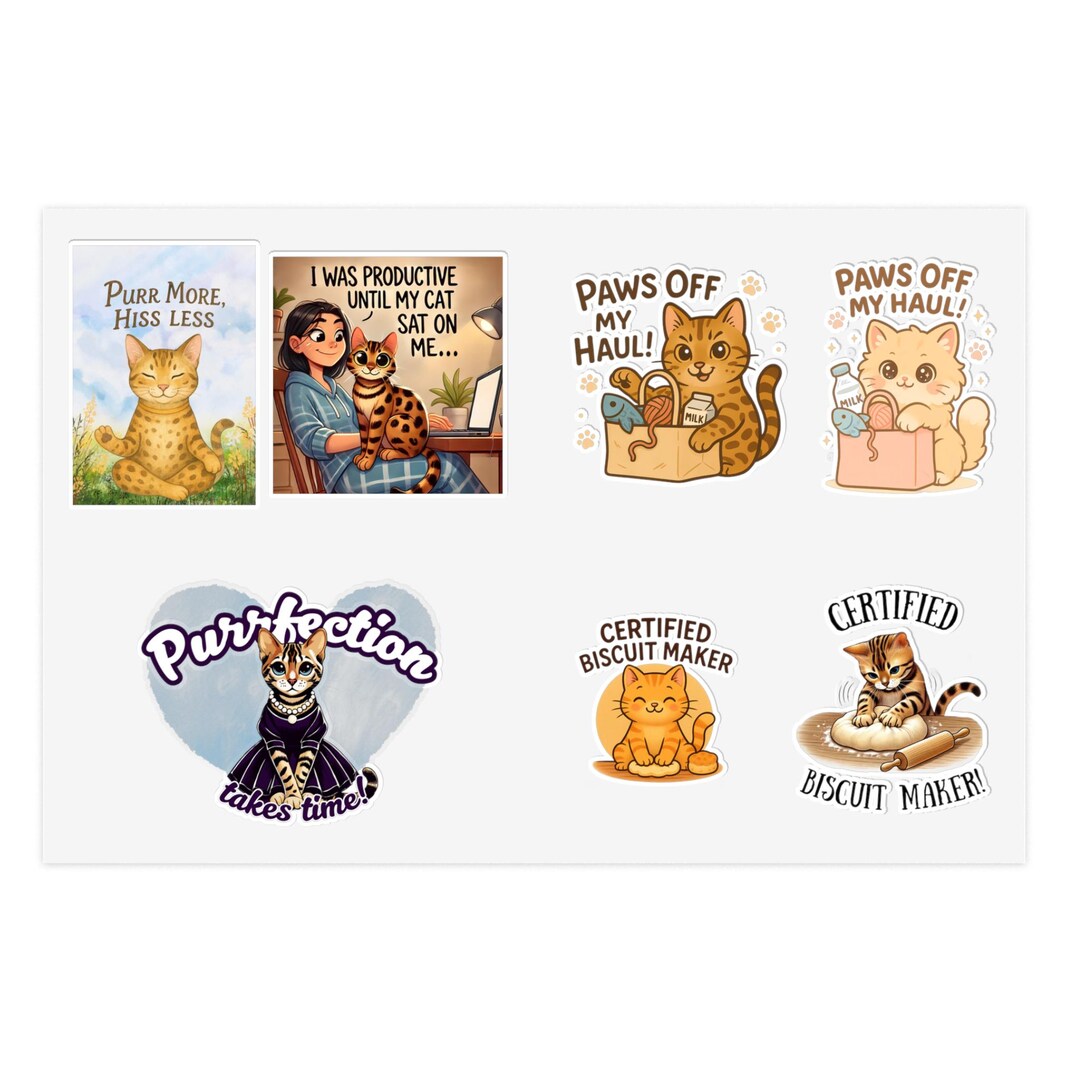 Cute Cat Sticker Sheets - Purr More, Paws off My Haul, Certified ...