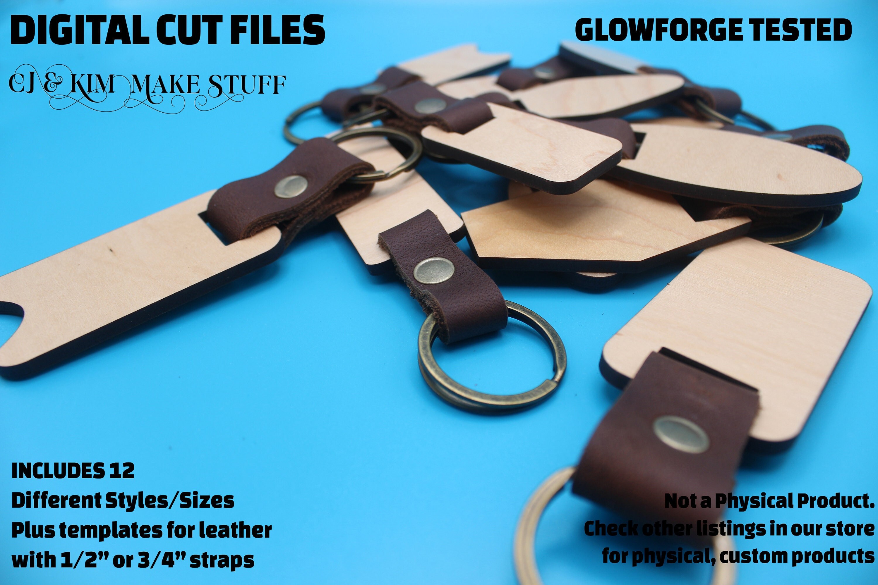 12 Patterns for Wood and Leather Keychains SVG Files Glowforge Files ...