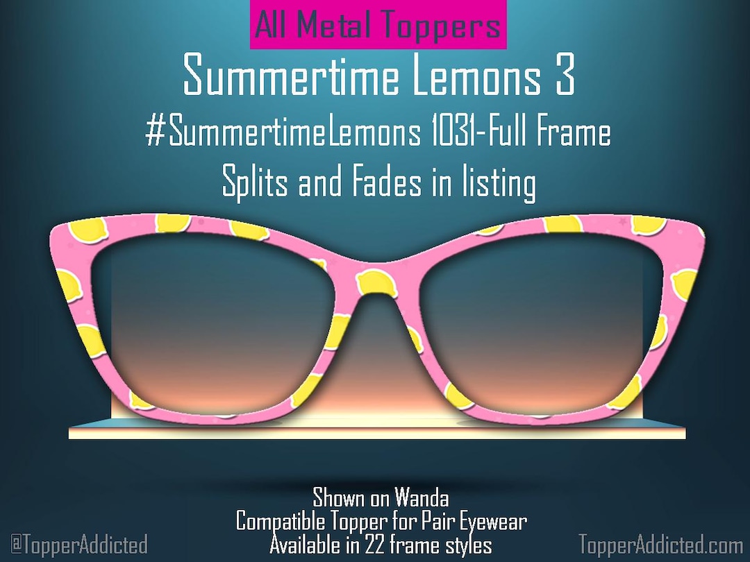 Summertime Lemons Pink Topper for Pair Eyewear | Lemon Print on Bold ...