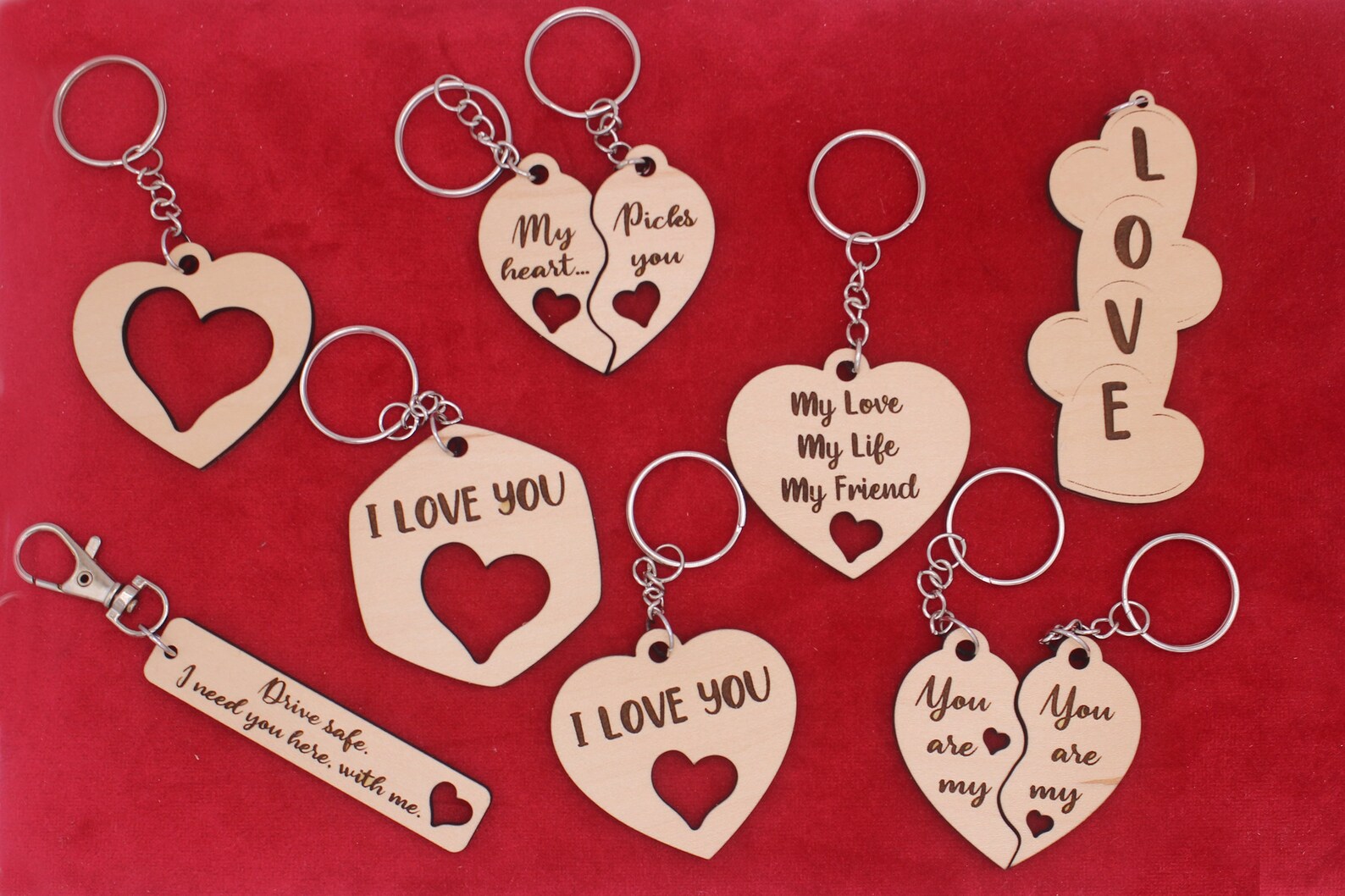 Valentines Day Keychain I Love You Keychain Love Keychain Laser Cut ...