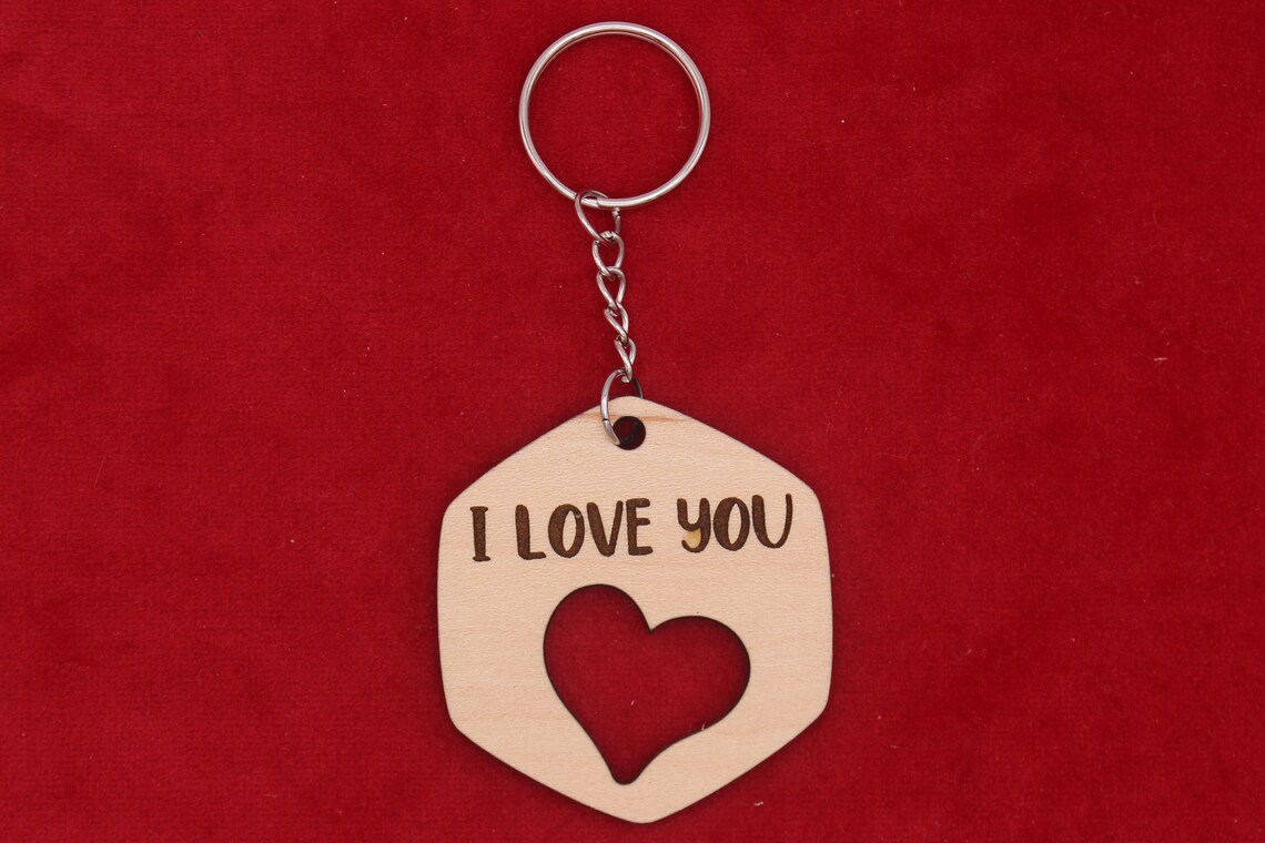 Valentines Day Keychain I Love You Keychain Love Keychain Laser Cut ...