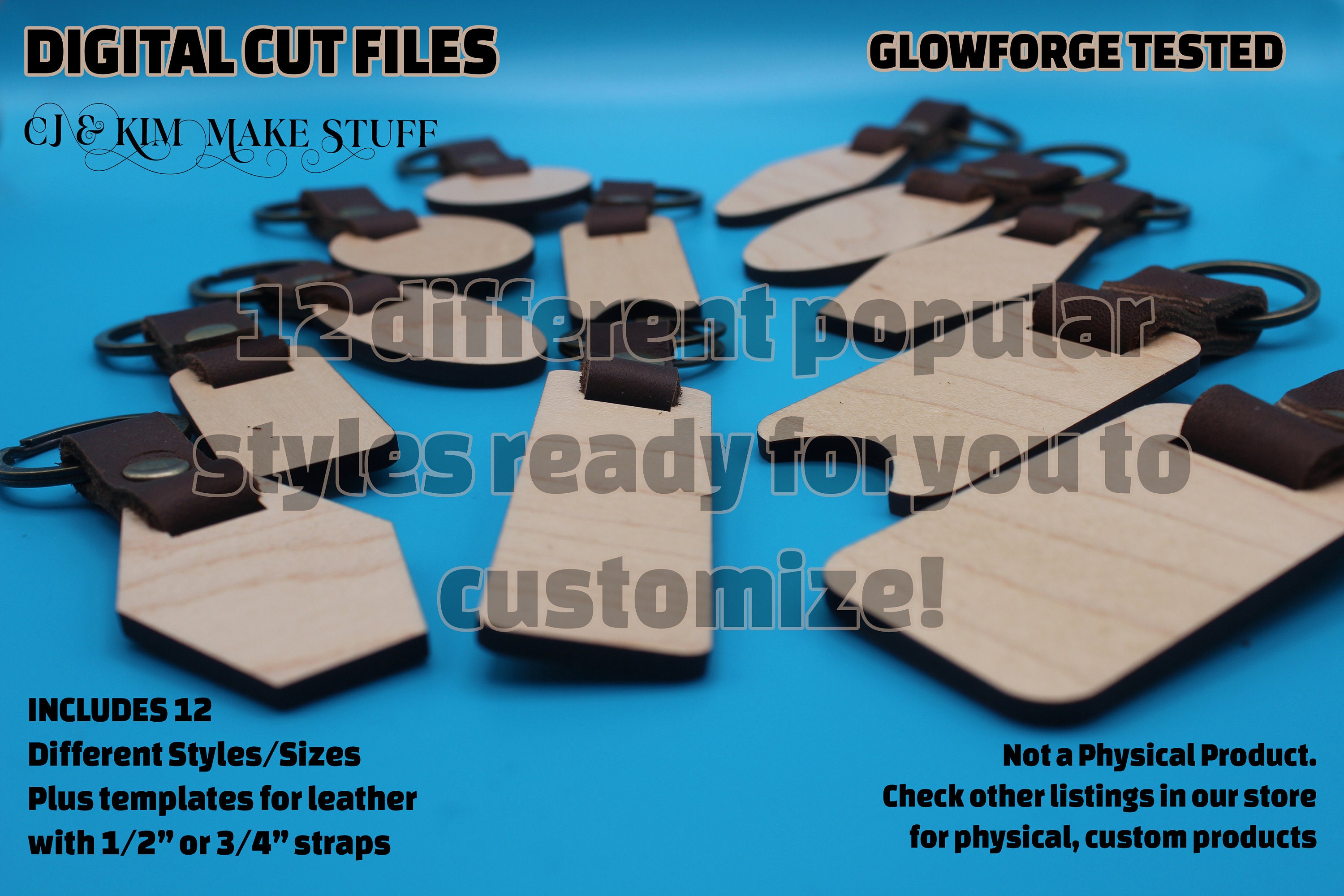12 Patterns for Wood and Leather Keychains SVG Files Glowforge Files ...