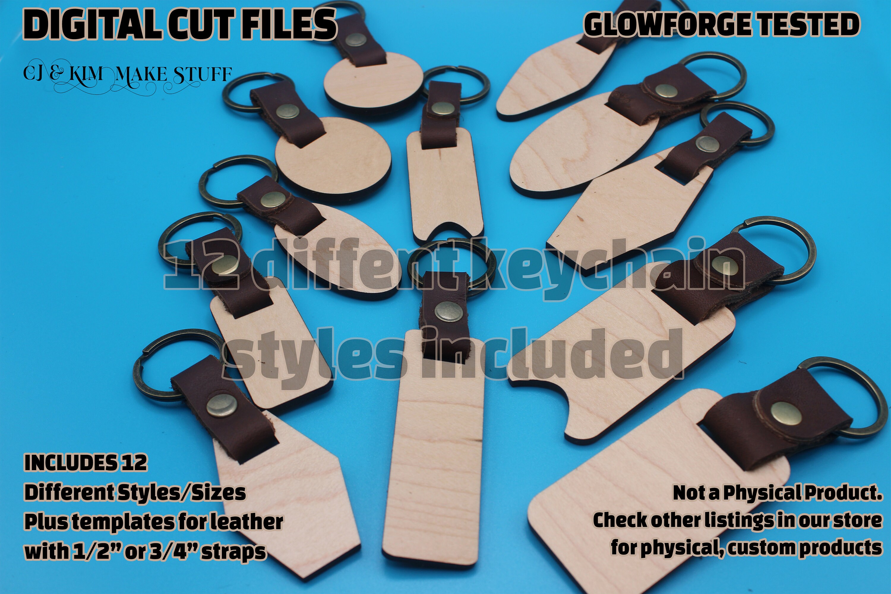 12 Patterns for Wood and Leather Keychains SVG Files Glowforge Files ...