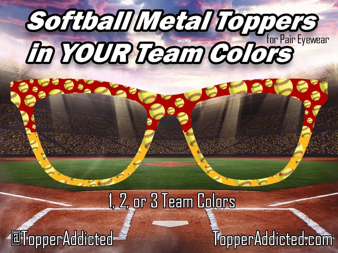 Softball Metal Toppers in Your Team Colors for Pair Eyewear – Custom ...