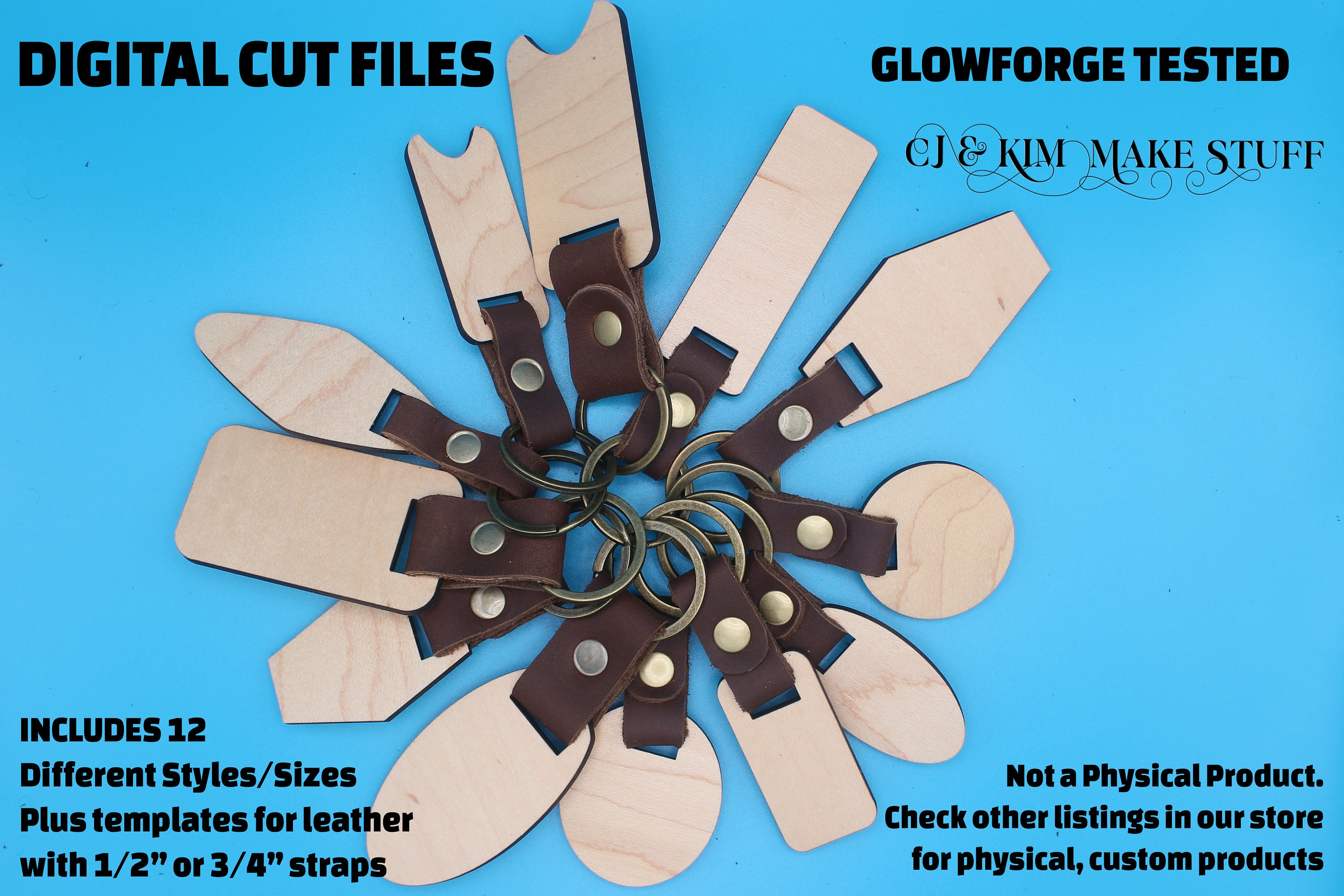 12 Patterns for Wood and Leather Keychains SVG Files Glowforge Files ...