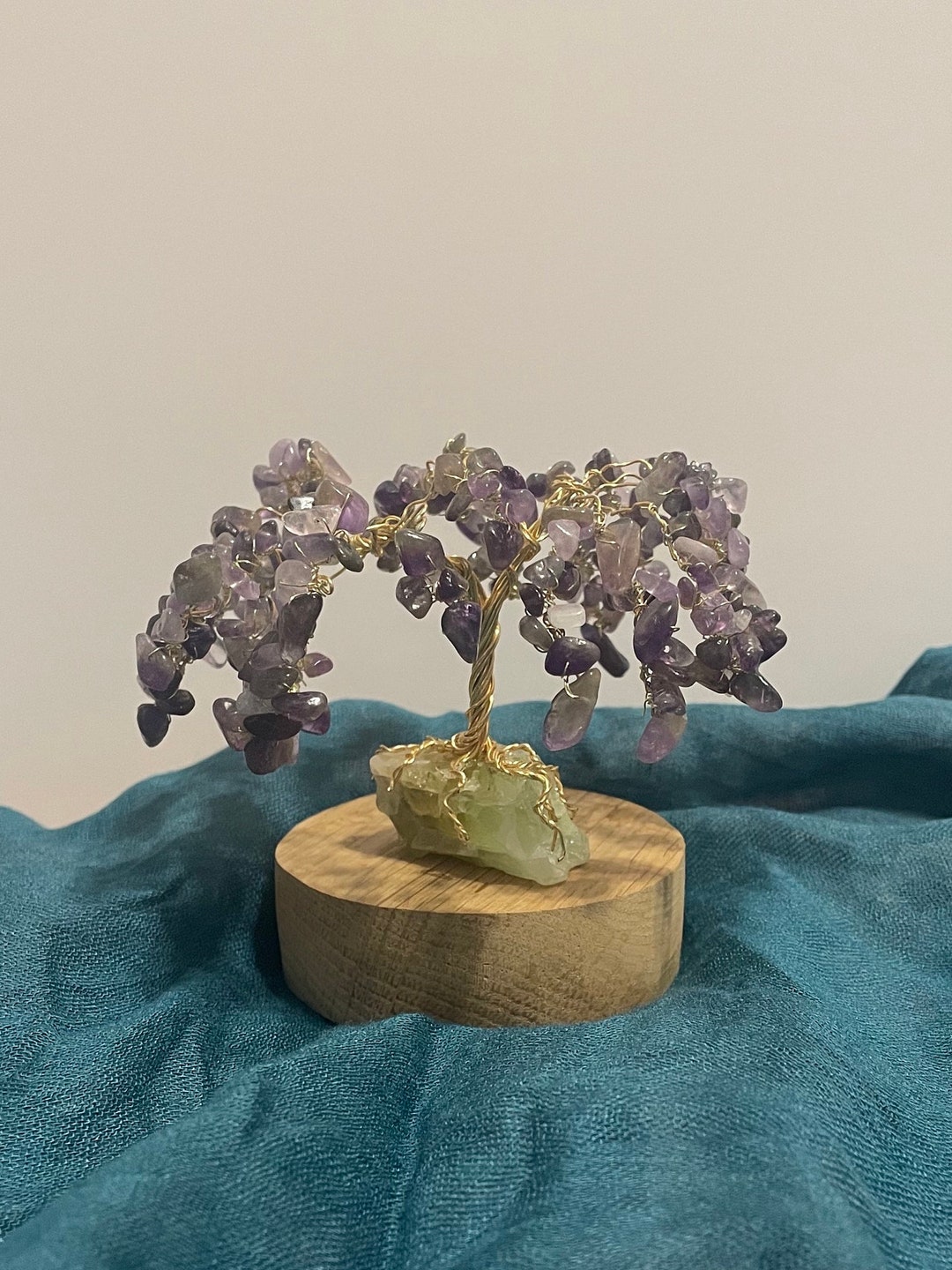 Wire Art Willow Tree With Amethyst Gemstone Chips Set on a - Etsy