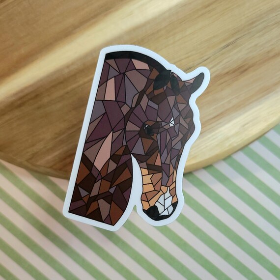 Horse Head Sticker 3 x 1.89 Inches Geometric Permanent Vinyl Sticker ...