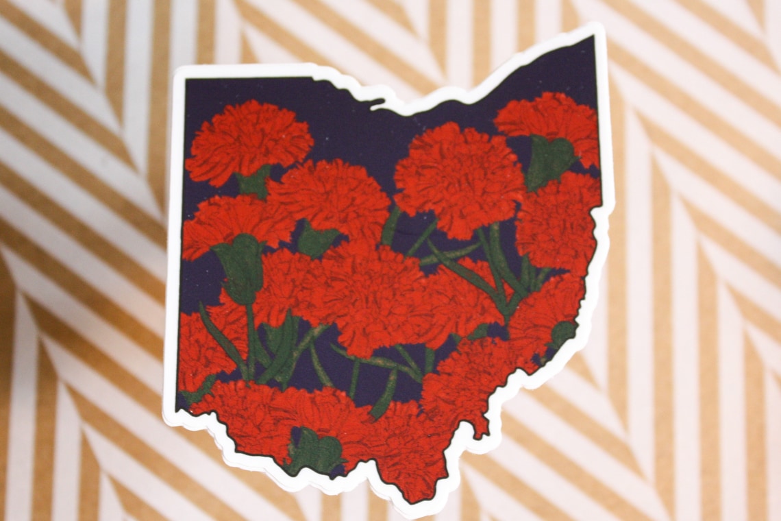 Ohio State Sticker Carnation State Flower Sticker 2.73 x 3 | Etsy