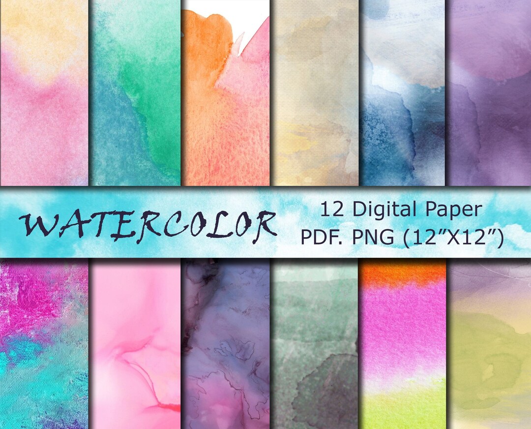 Digital Paper, Pastel Watercolor Digital Paper, Watercolor Stripes ...