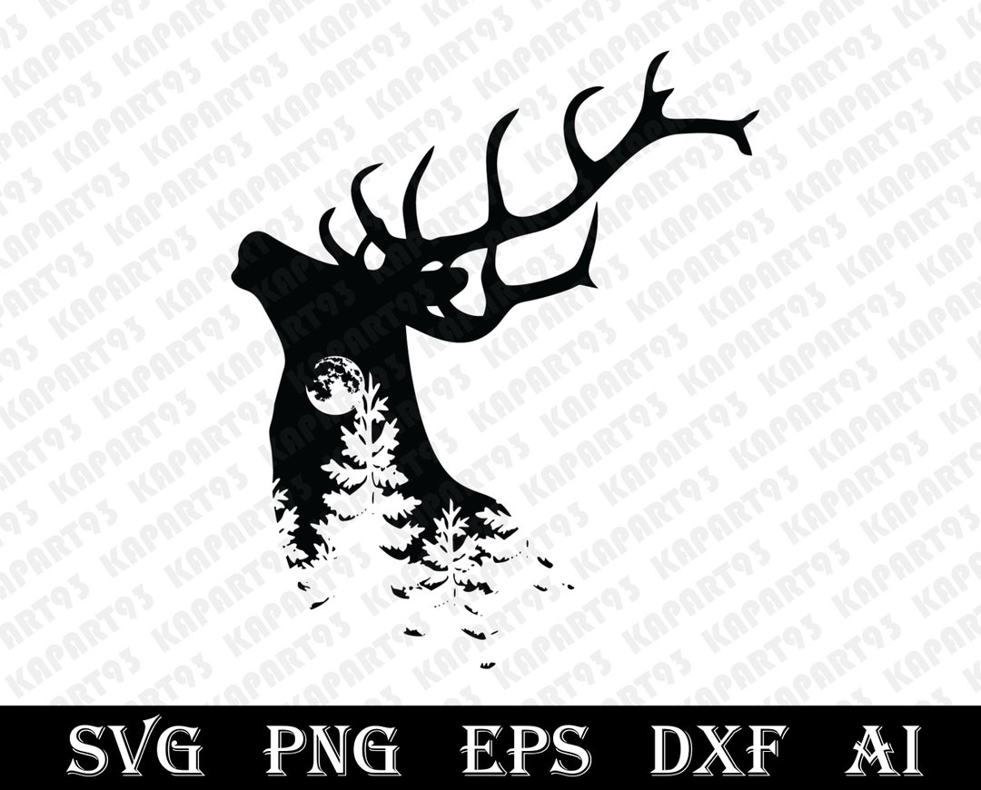 Deer SVG, Deer Head Svg, Deer and Forest Svg, Deer Svg Files, Deer ...