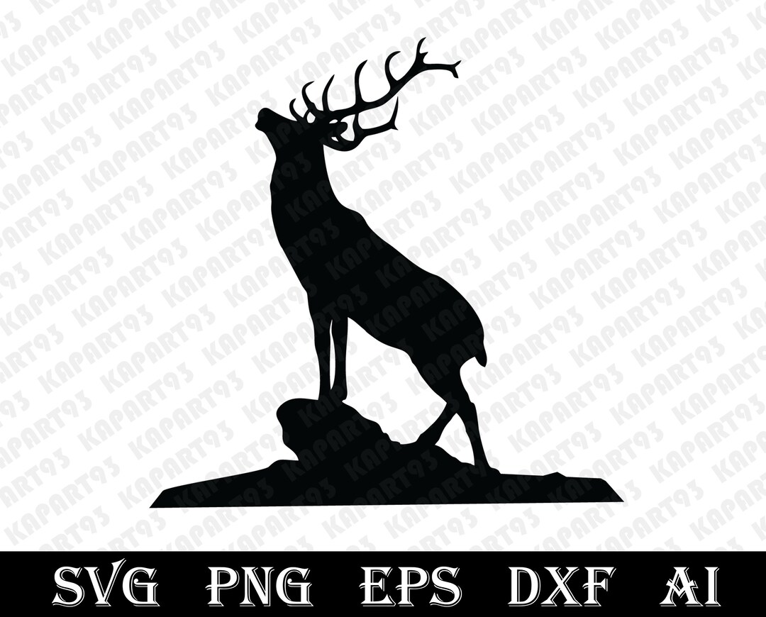 Hirsch SVG, Hirsch und Wald svg, Hirsch Silhouette, Hirsch Vektor ...