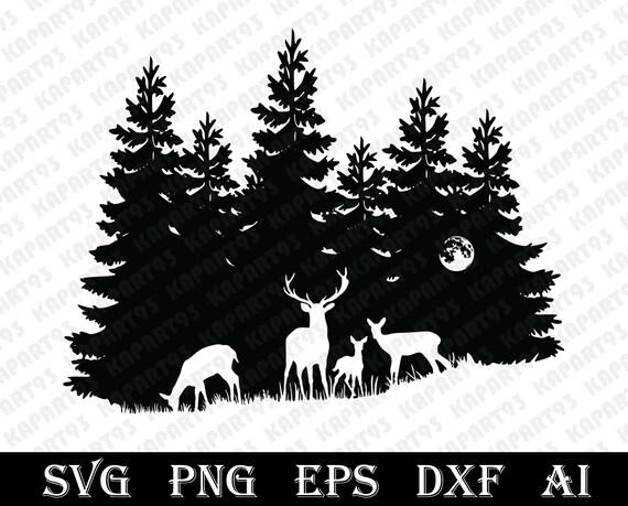 Deer SVG Deer and Forest Svg Deer Family Svg Deer - Etsy