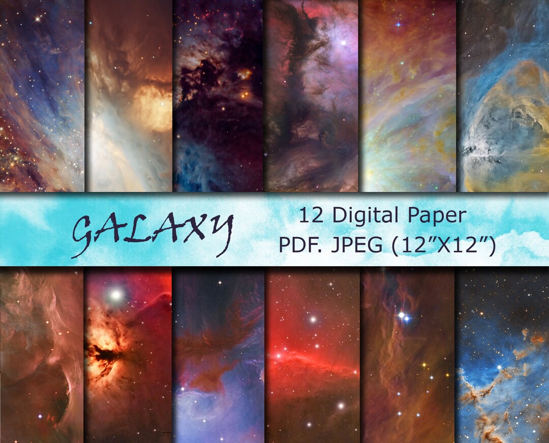 Galaxy Digital Paper, Digital Paper, Scrapbooking Paper, Printable ...