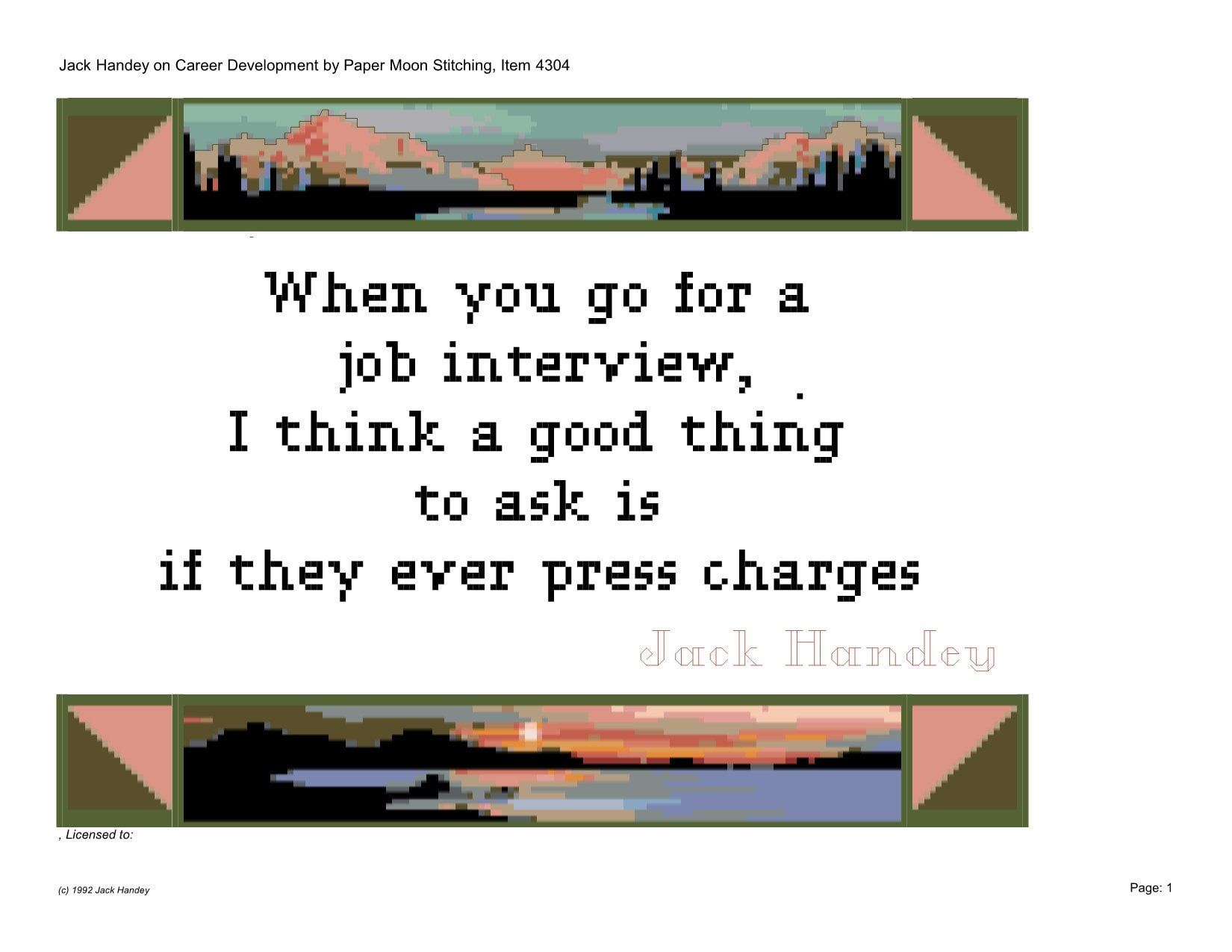 FULL KIT Jack Handey Deep Thoughts Cross Stitch Kit - Etsy