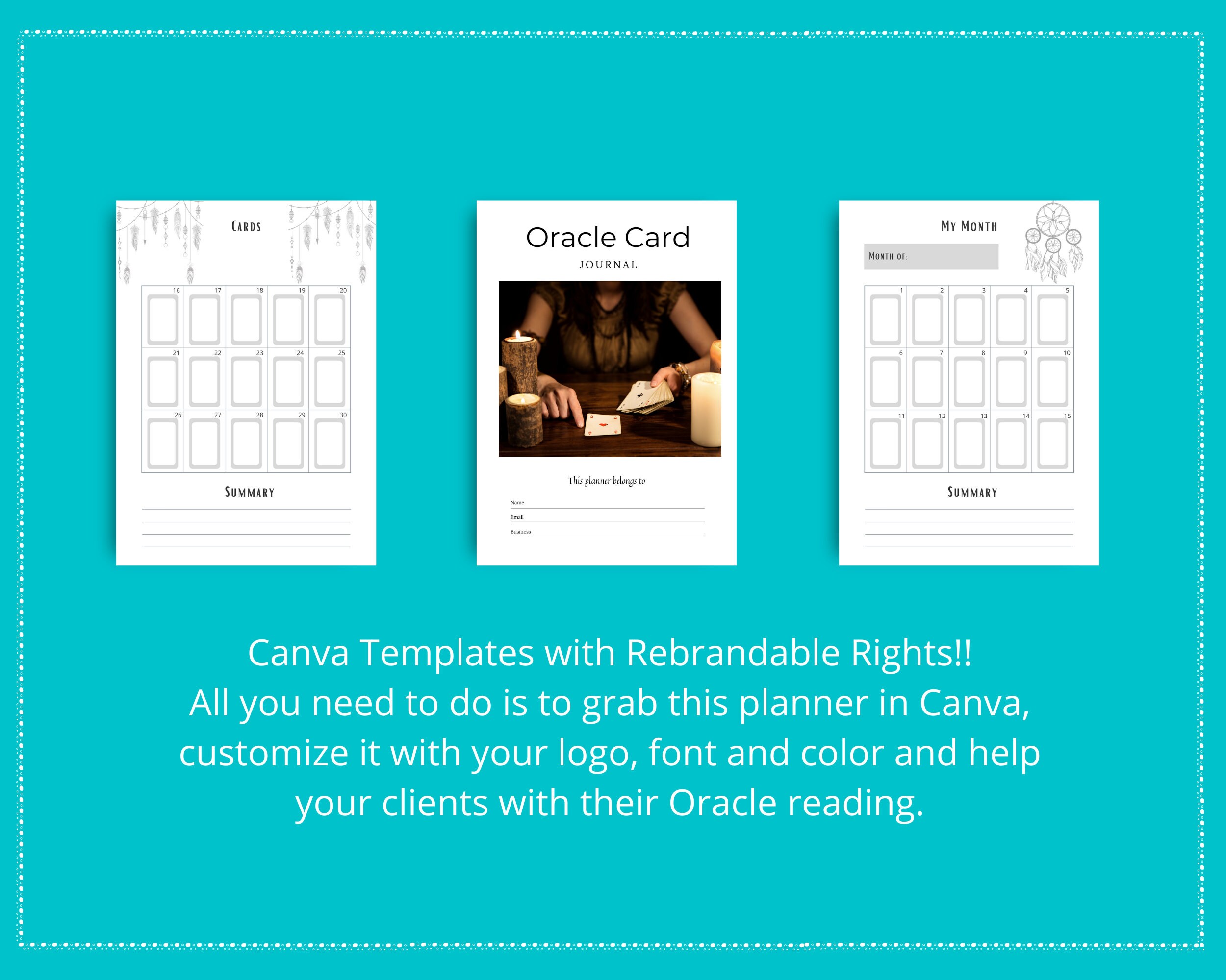 Editable Oracle Card Journal in Canva Canva Template Pack - Etsy Australia