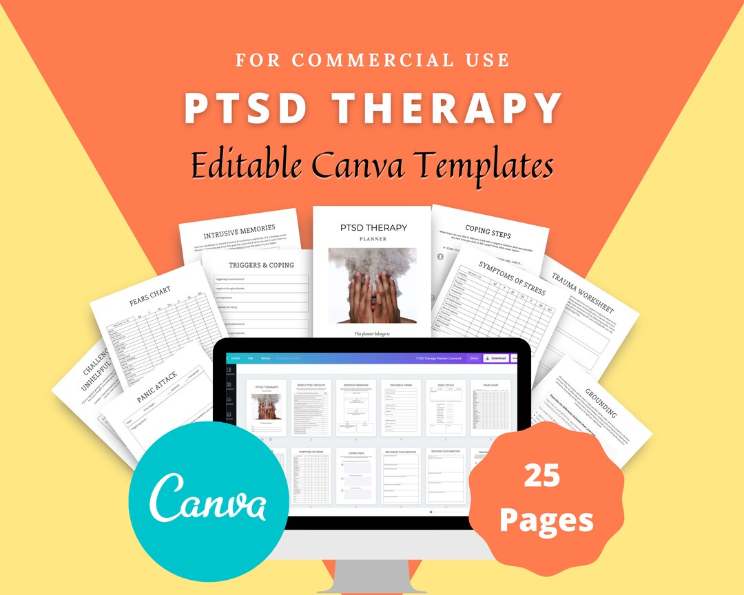Editable PTSD Therapy Planner in Canva Canva Template Pack - Etsy UK