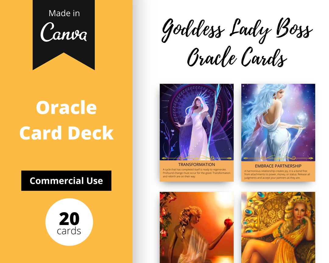 Goddess Lady Boss Oracle Card Deck Editable 20 Card Deck in - Etsy