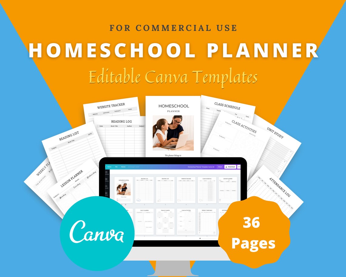 Editable Homeschool Planner in Canva Canva Template Pack - Etsy