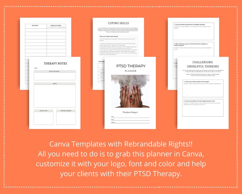 Editable PTSD Therapy Planner in Canva Canva Template Pack - Etsy UK