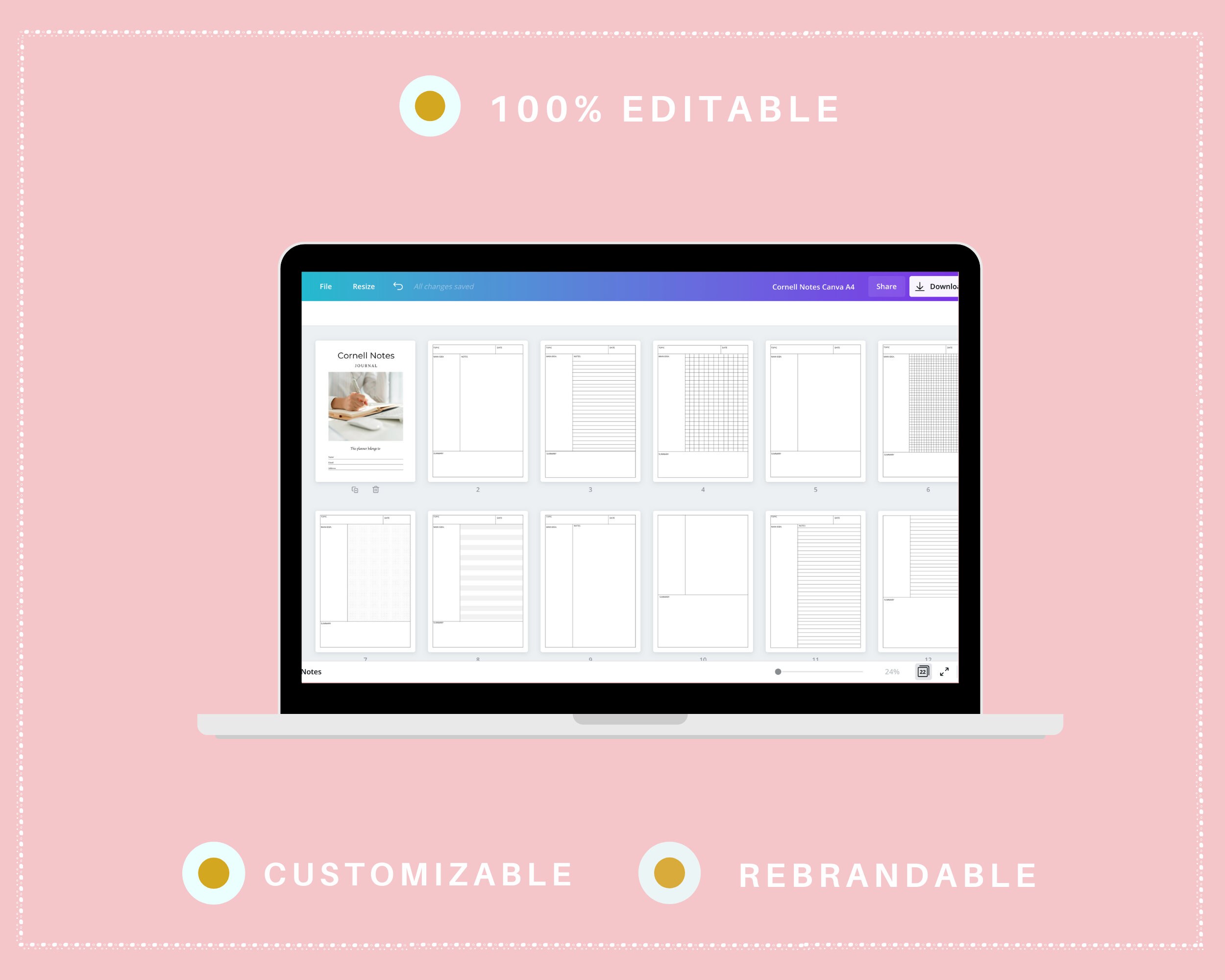 Editable Cornell Notes in Canva Canva Template Pack - Etsy Australia