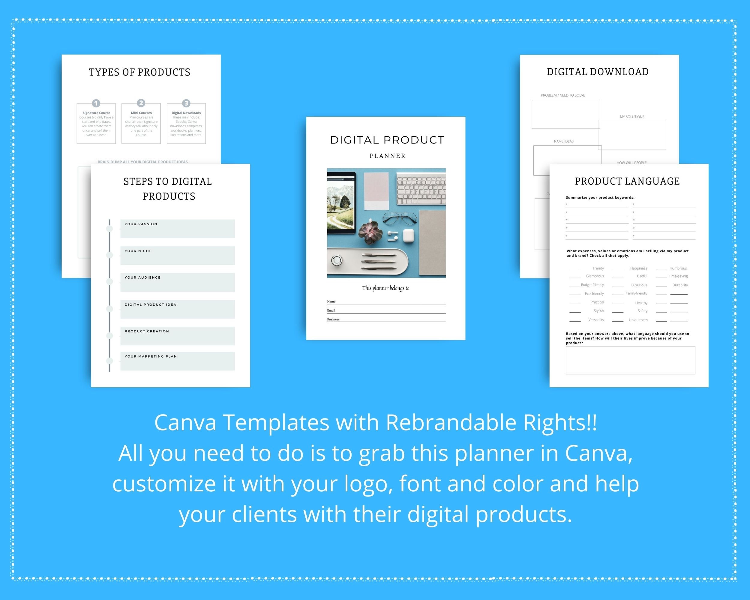 Design And Templates Marketing Template Editable Digital Product Planner In Canva Commercial Use