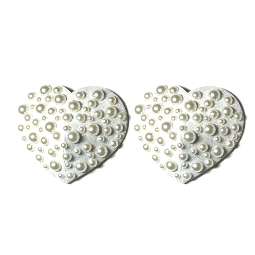MARLO MANNERS Scattered Pearl Heart Nipple Pasty, Covers (2pcs) for ...