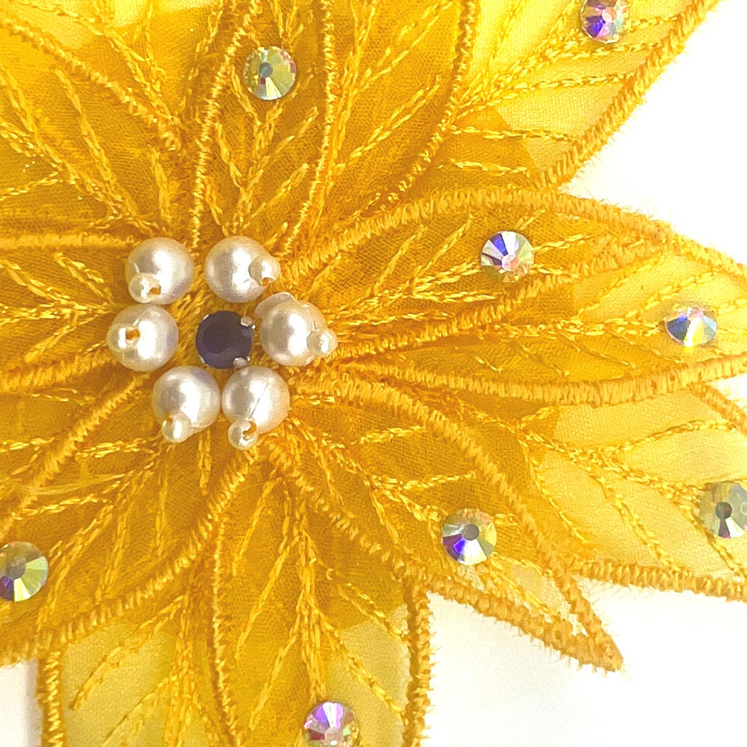 LOVELACE Yellow Lace Flower With Crystals and Pearls Nipple - Etsy