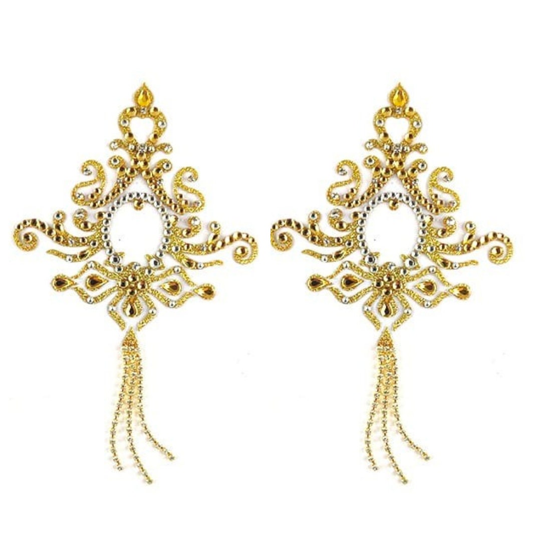 Jasmine GOLD Rhinestone & Crystal Intricate Nipple Pasties, Covers ...