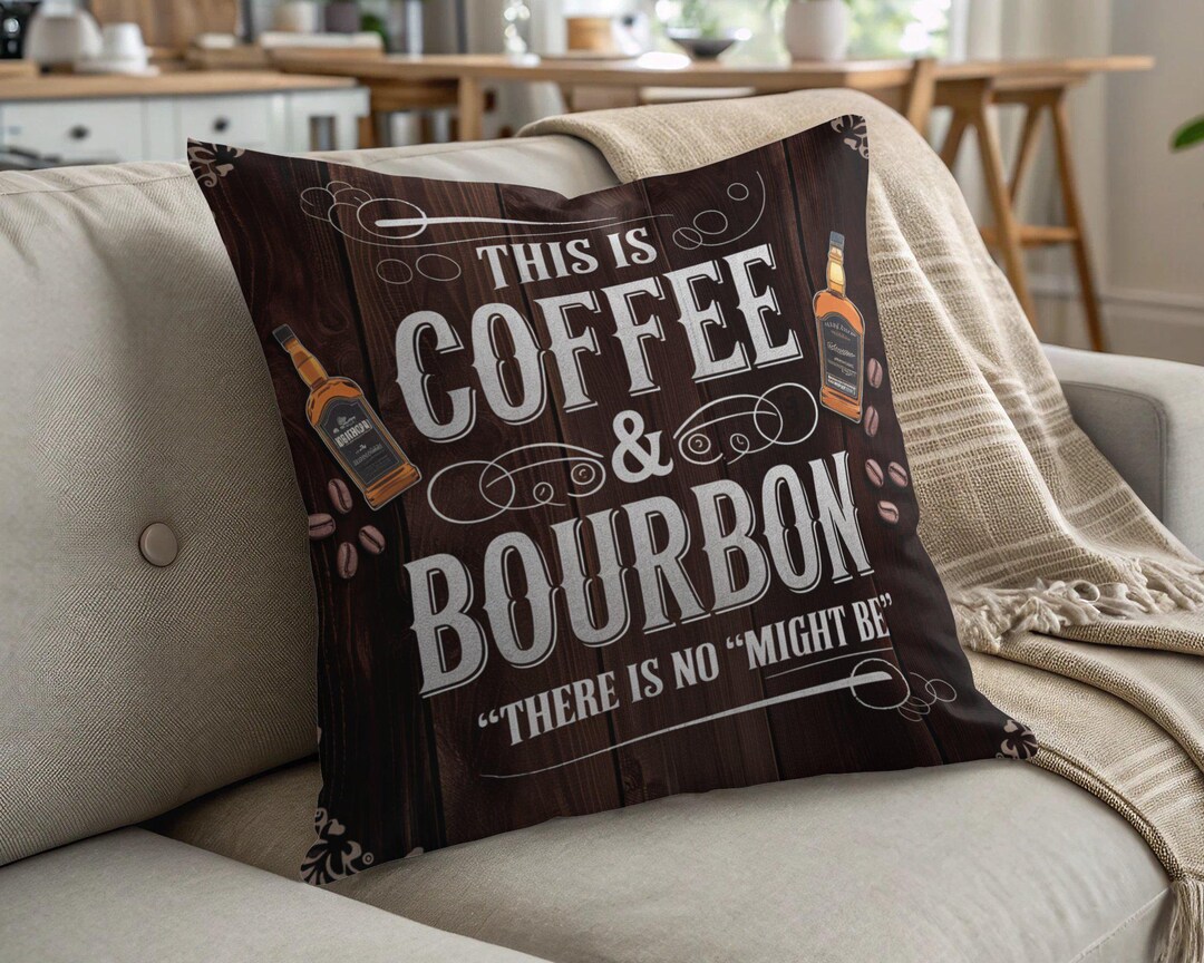 Coffee & Bourbon Pillow: Funny Alcohol Lover Gift, Man Cave Decor - Etsy