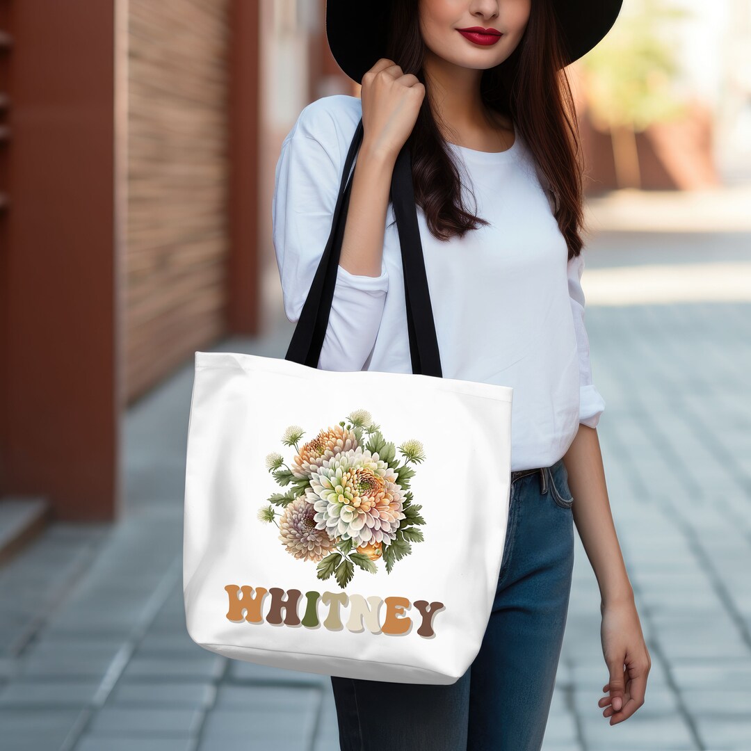 Custom November Birth Flower Gift Personalized Canvas Tote Bag ...