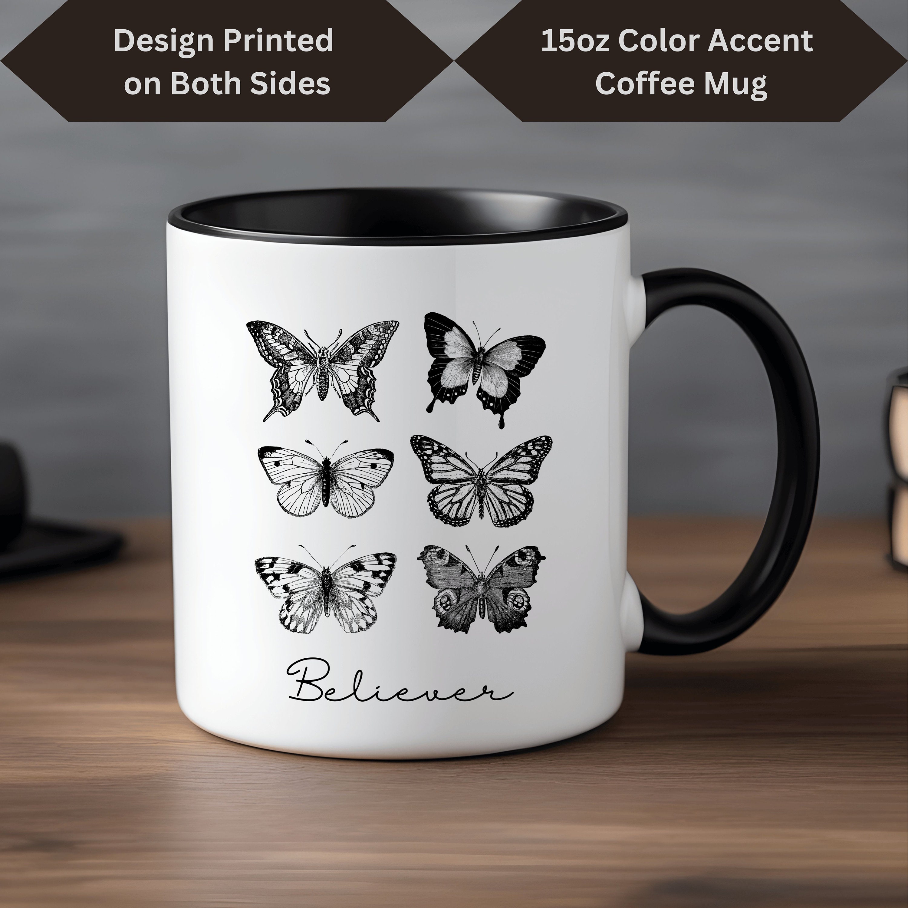 Believer Mug Beautiful Butterfly Design Inspirational Christian Gift ...