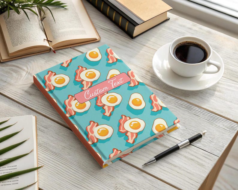 Bacon and Eggs Pattern Journal, Personalized Notebook - Etsy