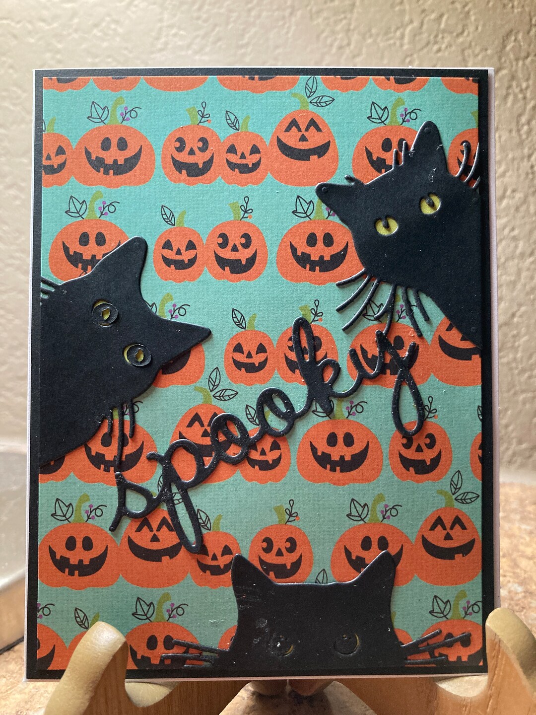 Halloween Card, Spooky Cat Card, Black Cat Card, Pumpkin Card, Jack-o ...