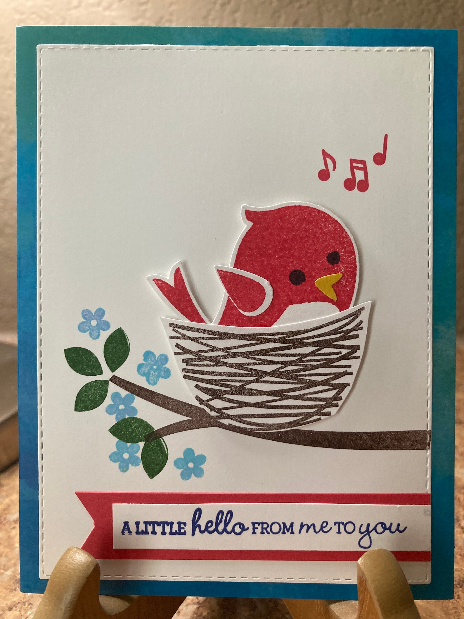 Hello Card, Handmade Card, Bird Card, A Little Hello From Me to You ...