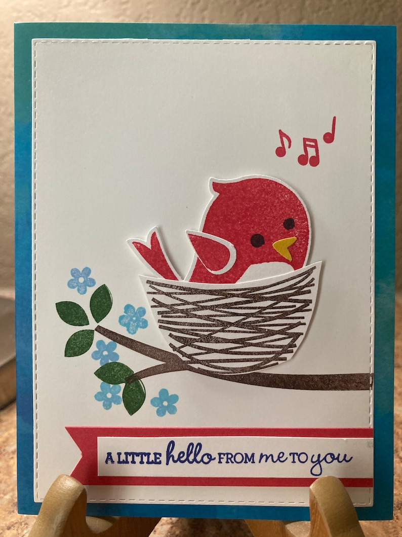 Hello Card, Handmade Card, Bird Card, A Little Hello From Me to You ...