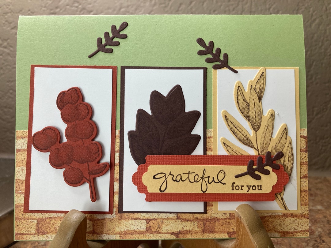 Handmade Fall Leaves Thank You Card, Autumn Gratitude - Etsy
