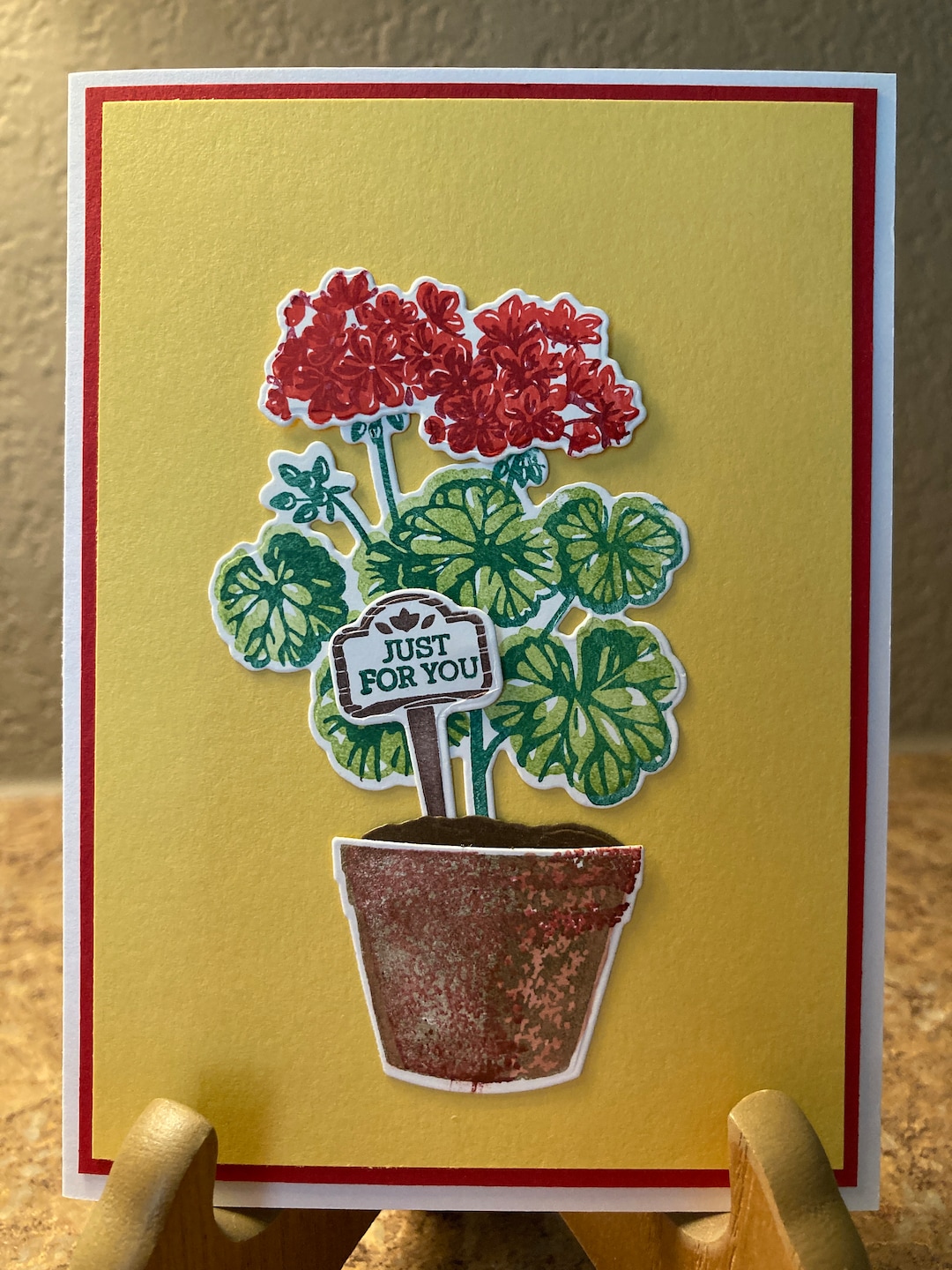 Handmade Geranium Card, Just for You Floral Note - Etsy