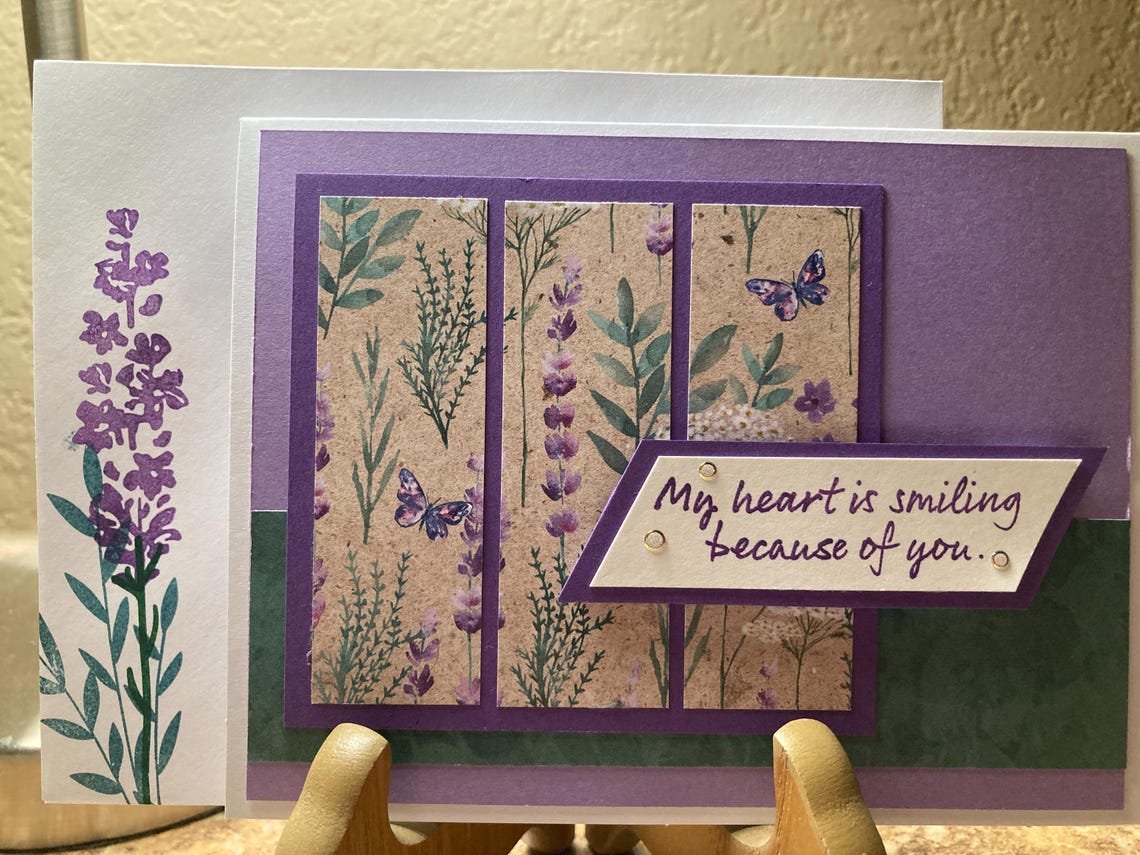 My Heart is Smiling Lavender Card - Etsy