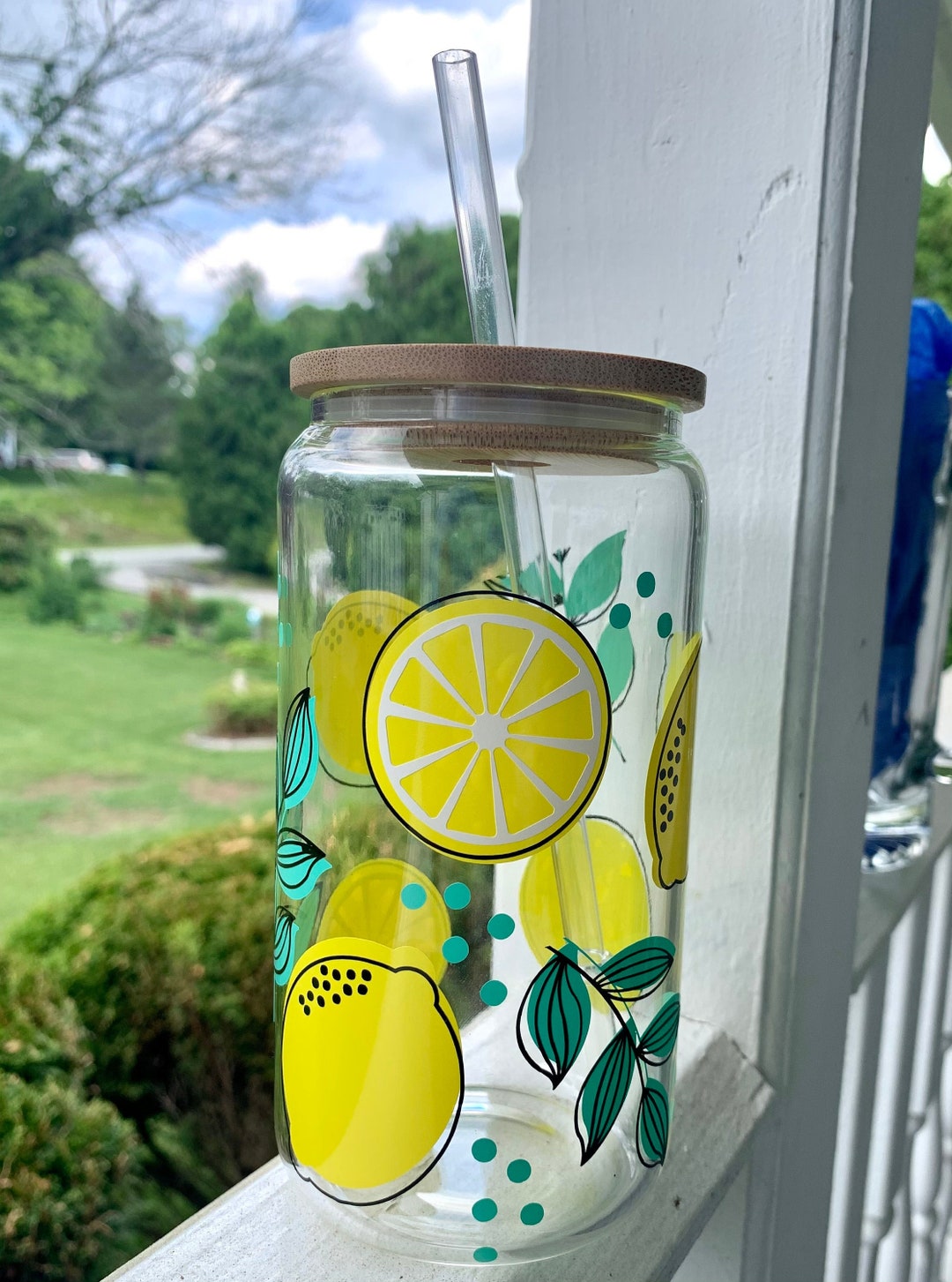 Lemon Libby Glass I Glass Can I Glass Tumbler I Glass Can Cup I Iced ...
