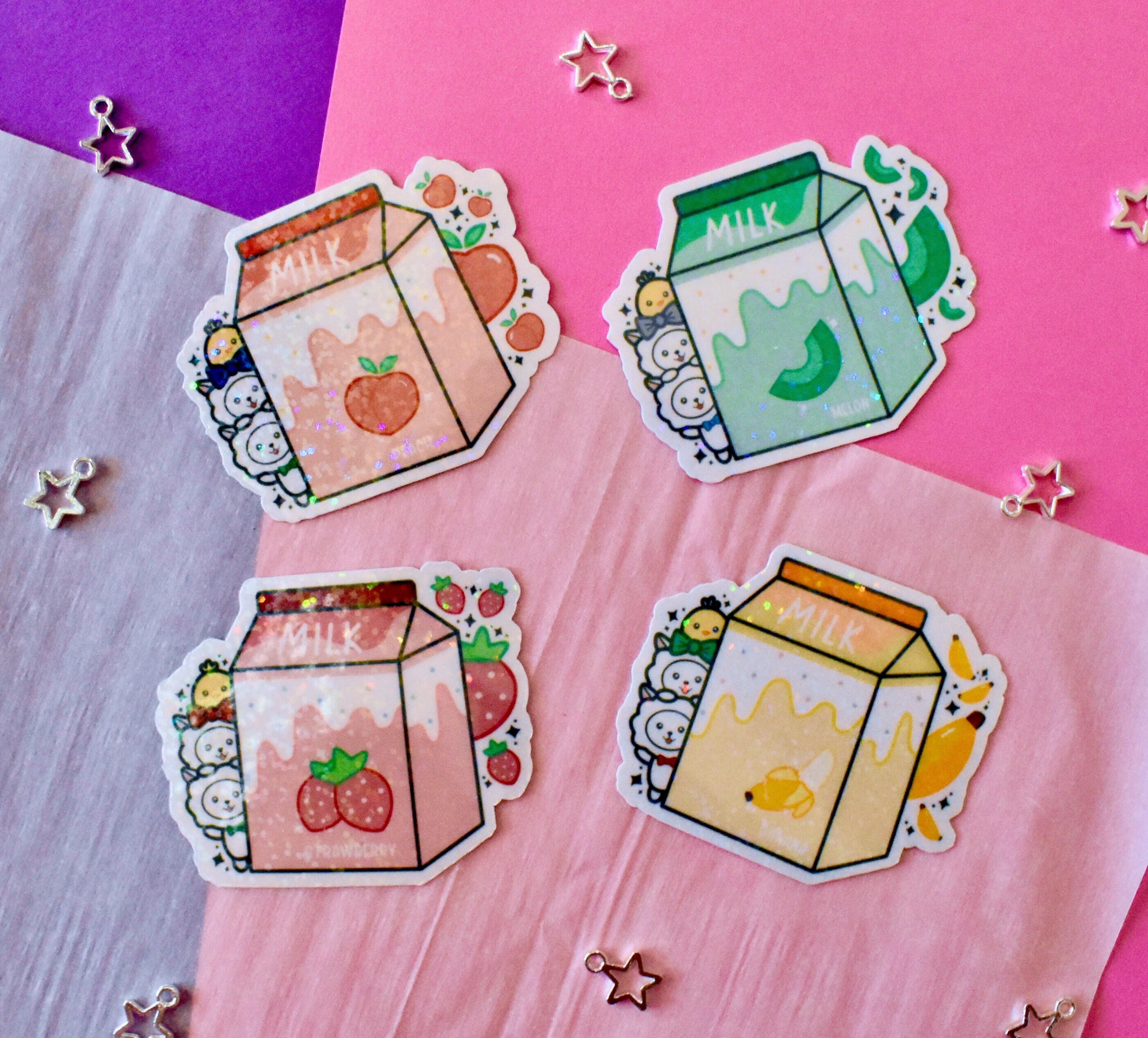 Kawaii Milk Sticker | Milk Carton Decal | Kawaii Food Sticker ...