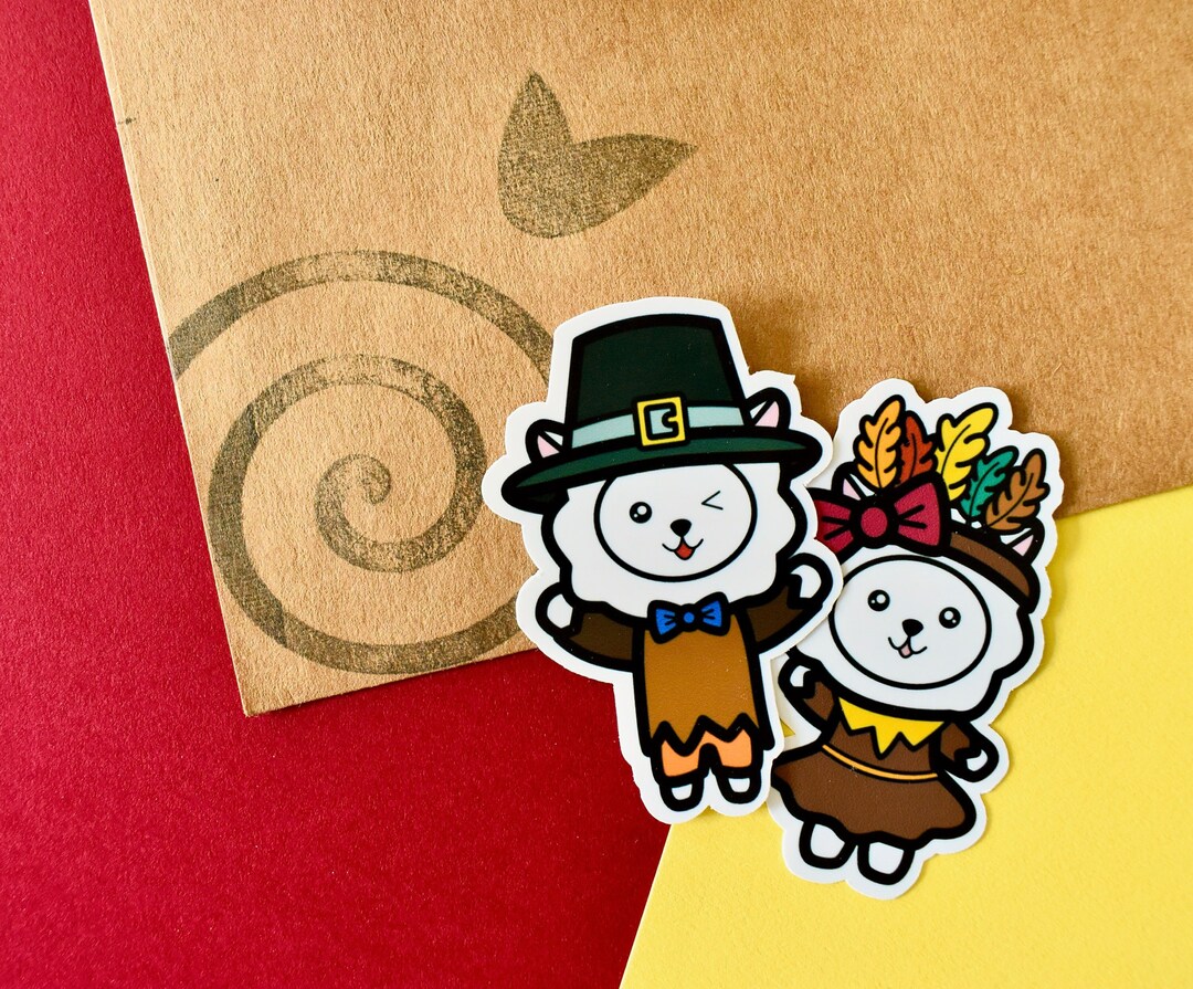 Thanksgiving Animal Stickers | Ray & Coco, Laptop Decals - Etsy