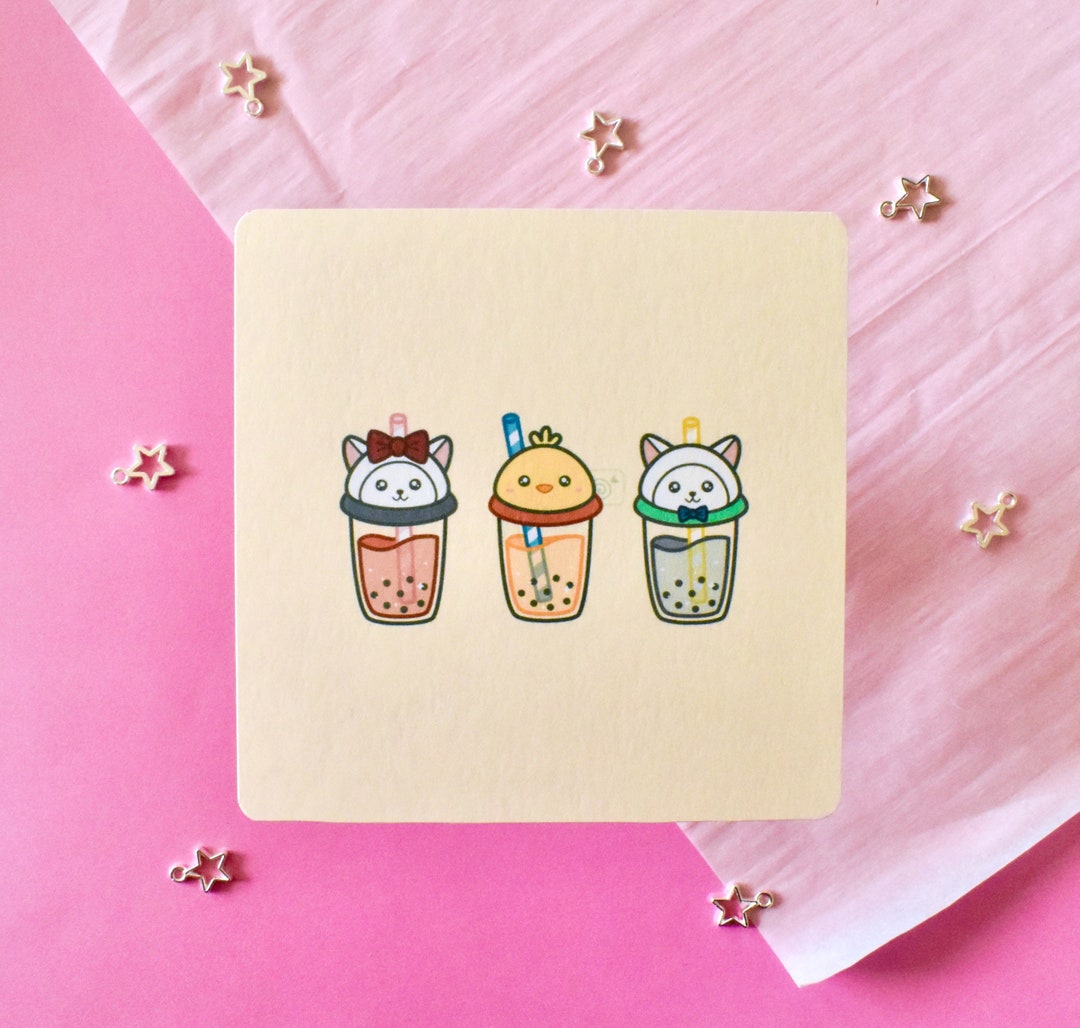 Cute Art Print Boba, Art Print for Wall Art, Boba Tea Cup, Kawaii Food ...