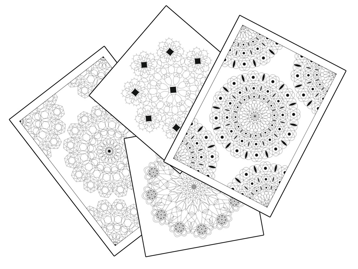 Mandala 8 Coloring Page 4 Mandalas for Coloring Gemstone - Etsy