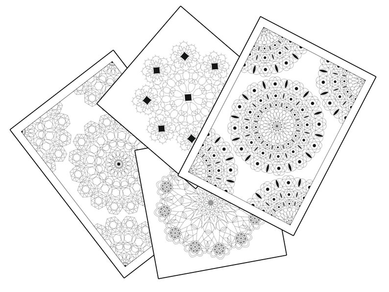 Mandala 8 Coloring Page 4 Mandalas for Coloring Gemstone - Etsy