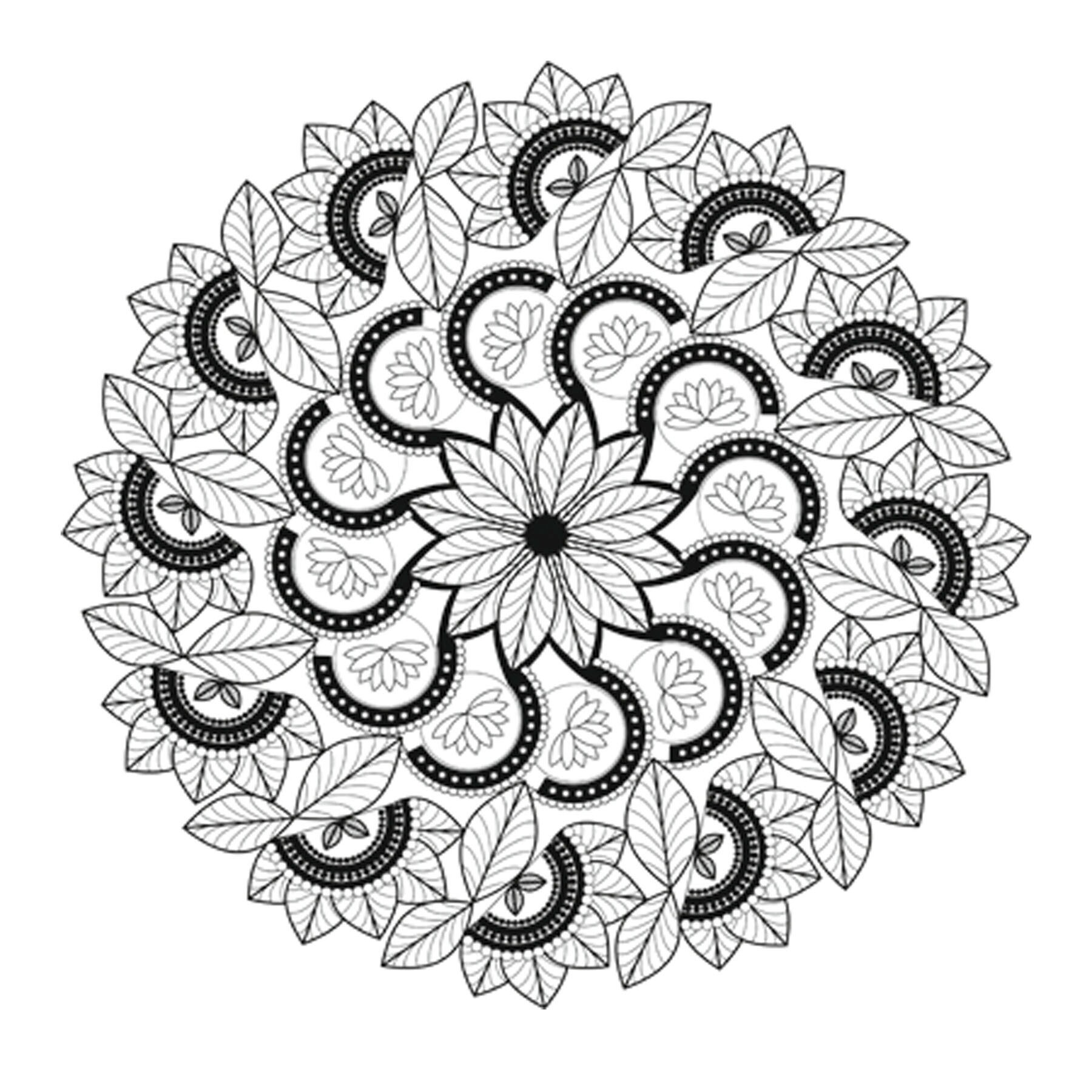 Mandala Coloring Page, 6 Pages for Coloring, Leaves, Relax - Etsy