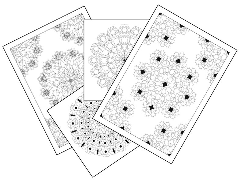 Mandala 8 Coloring Page 4 Mandalas for Coloring Gemstone - Etsy