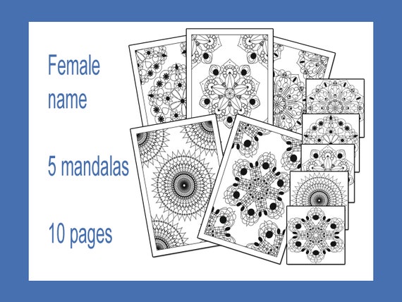 Mandala Coloring Page Mandalas for Coloring Female Names | Etsy