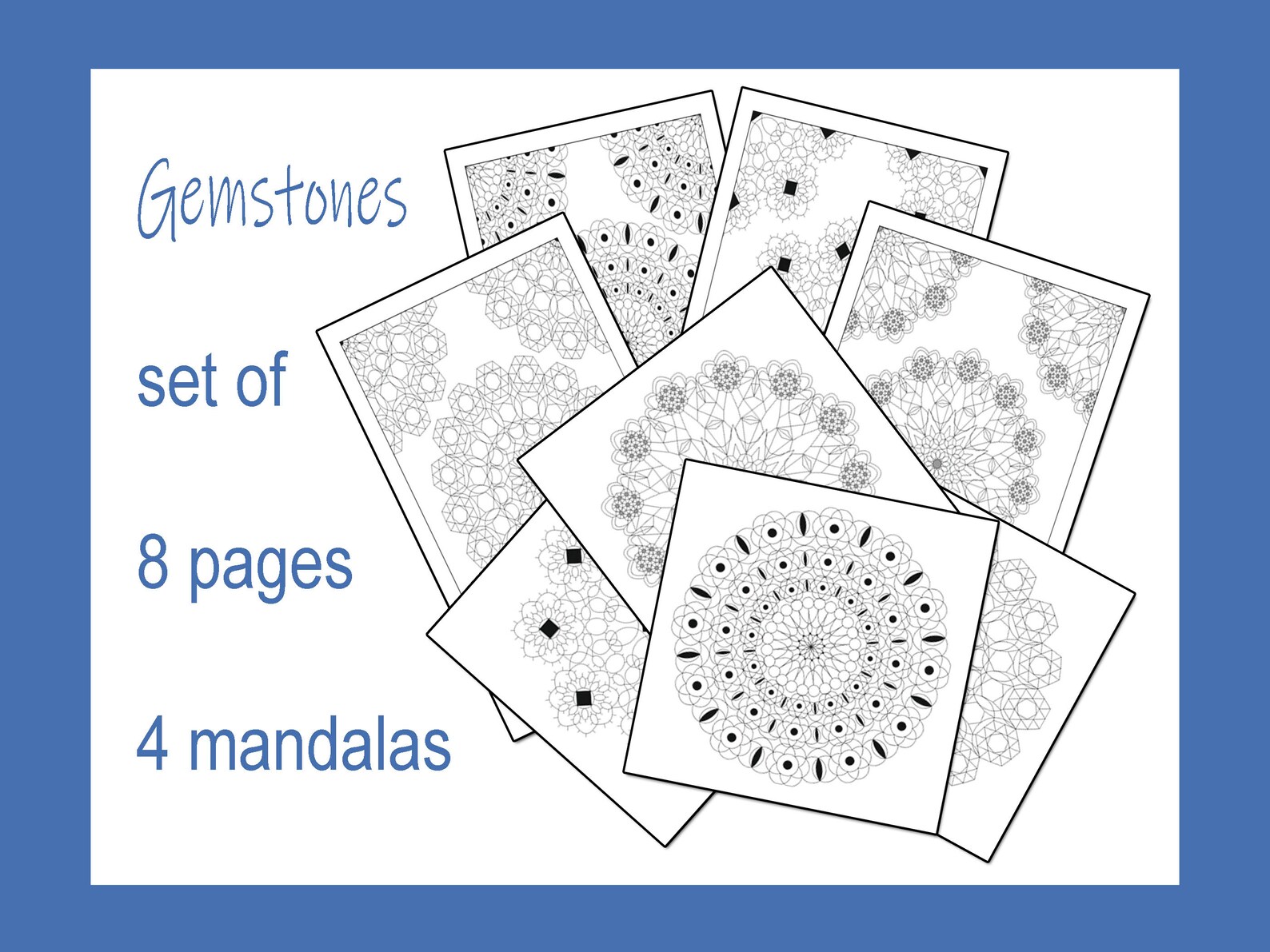 Mandala 8 Coloring Page 4 Mandalas for Coloring Gemstone - Etsy