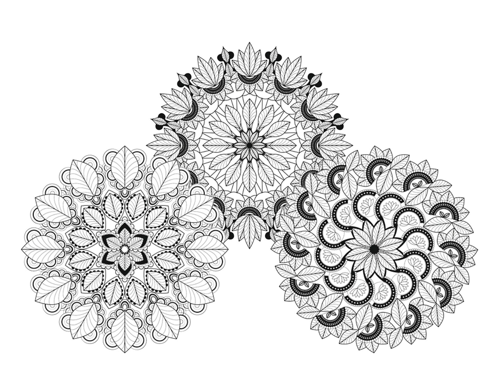 Mandala Coloring Page, 6 Pages for Coloring, Leaves, Relax - Etsy