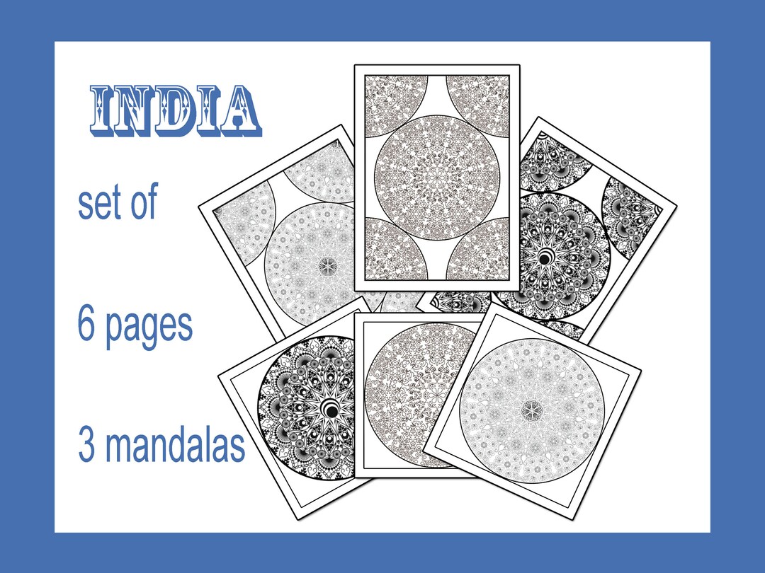 Mandala 6 Coloring Page, 3 Mandalas for Coloring, India, Relax - Etsy